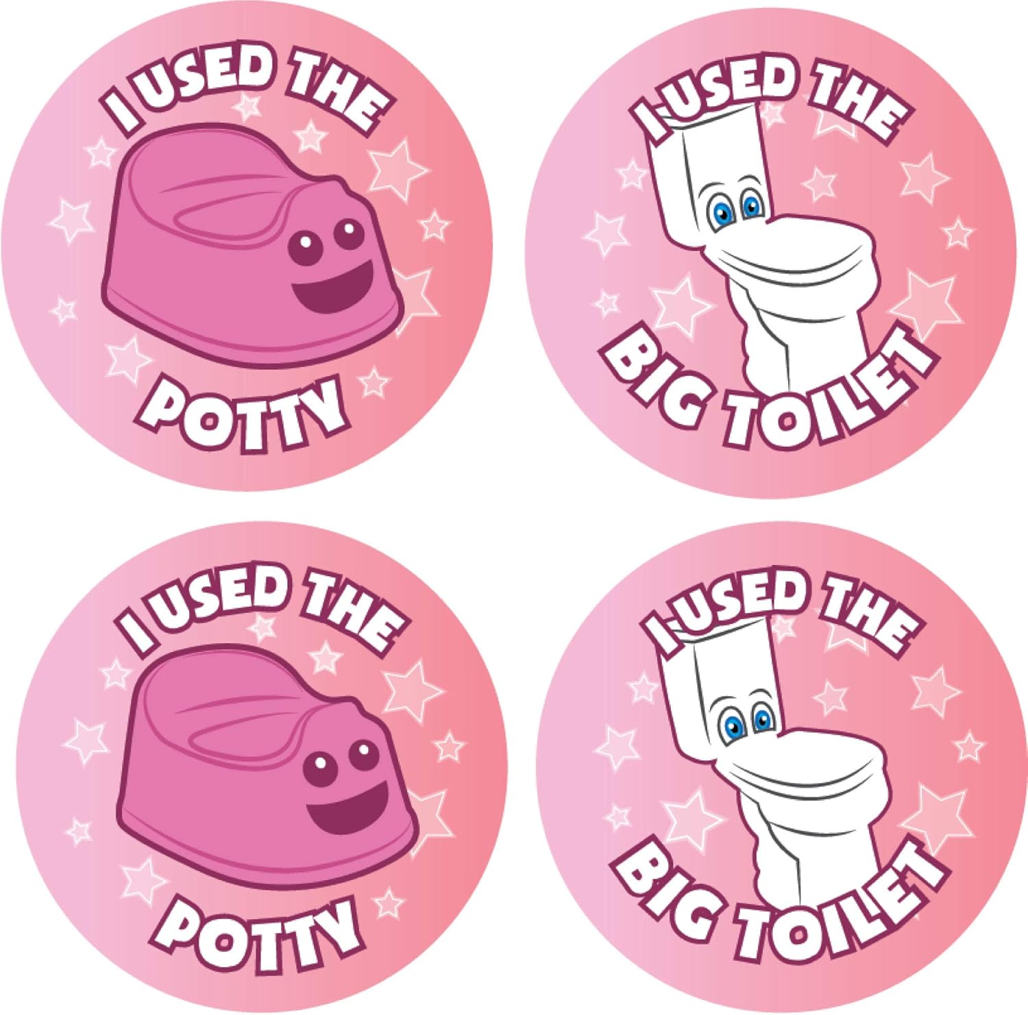 96 30mm"GIRLS POTTY TRAINING" reward stickers children toilet pink ...