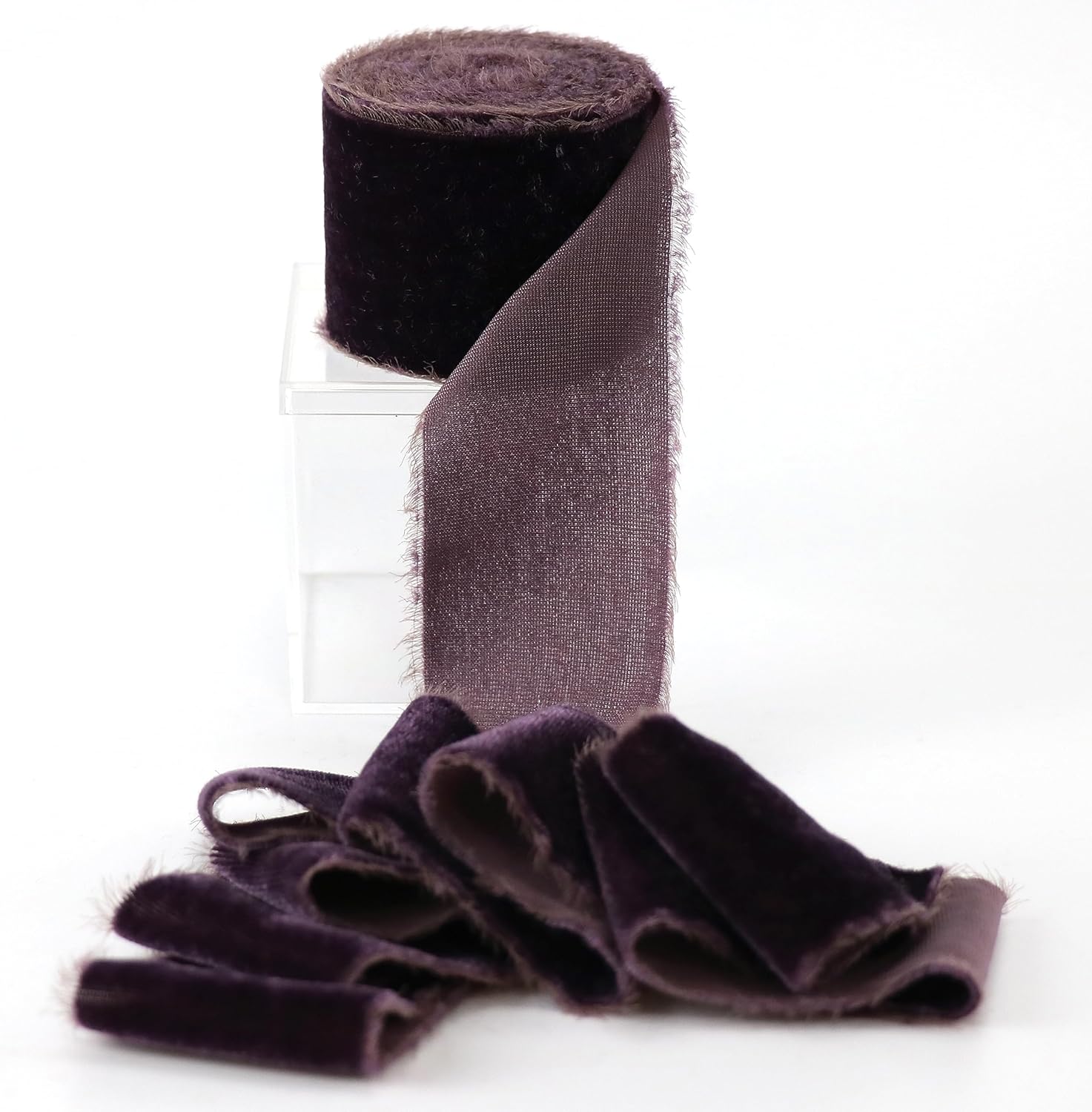 Amazon.com: MAYREEL Plum Velvet Ribbon 2 Inch x 3 Yards Frayed Edge ...