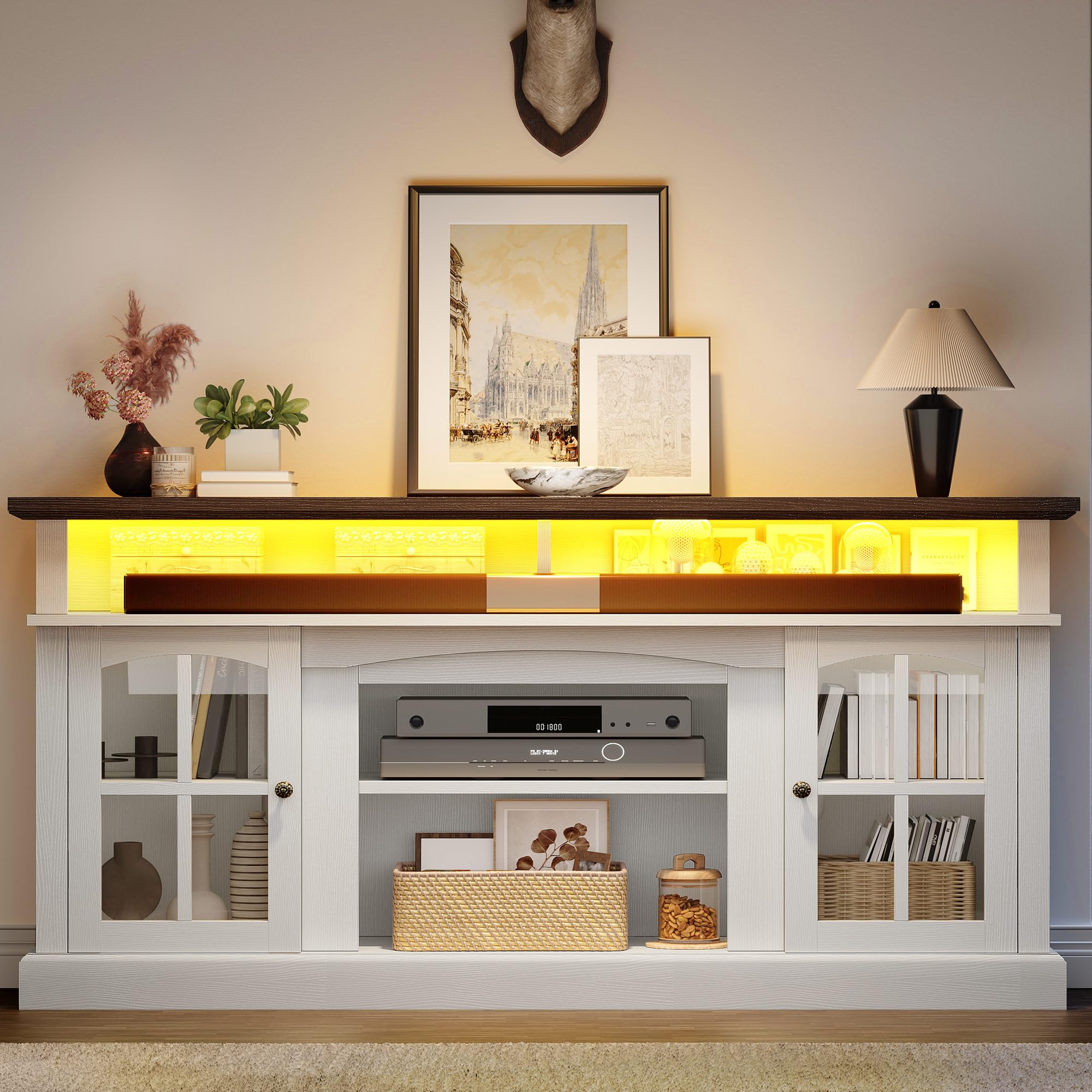 Amazon.com - YITAHOME 66'' Large Sideboard Buffet Cabinet with LED ...