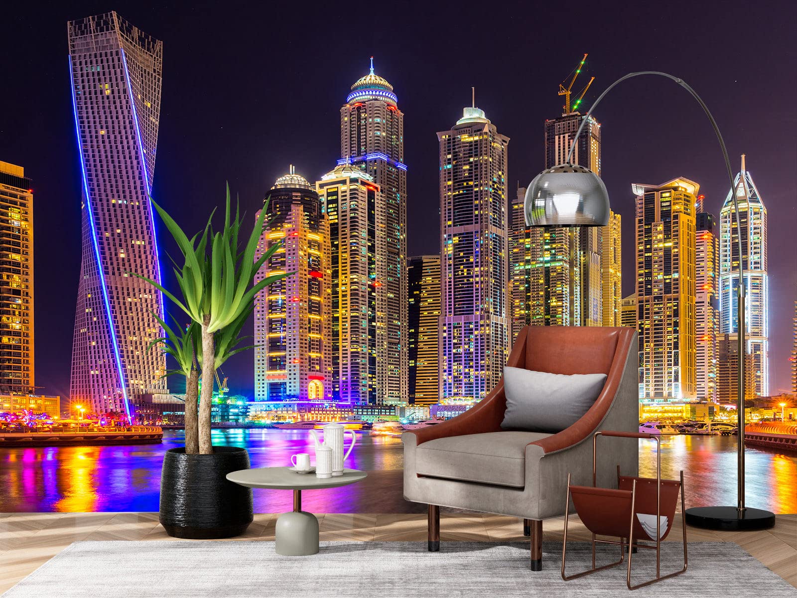Reyhui Mural Wallpaper Large City Night View Wall Mural for Bedroom ...