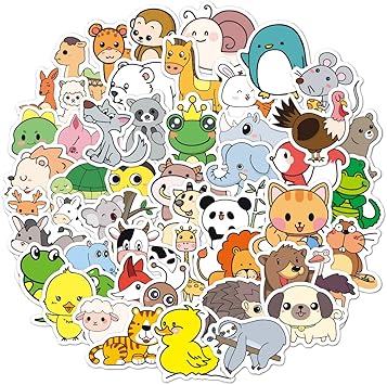 Amazon.com: Cute Animal Stickers Colorful Animal Waterproof Stickers ...