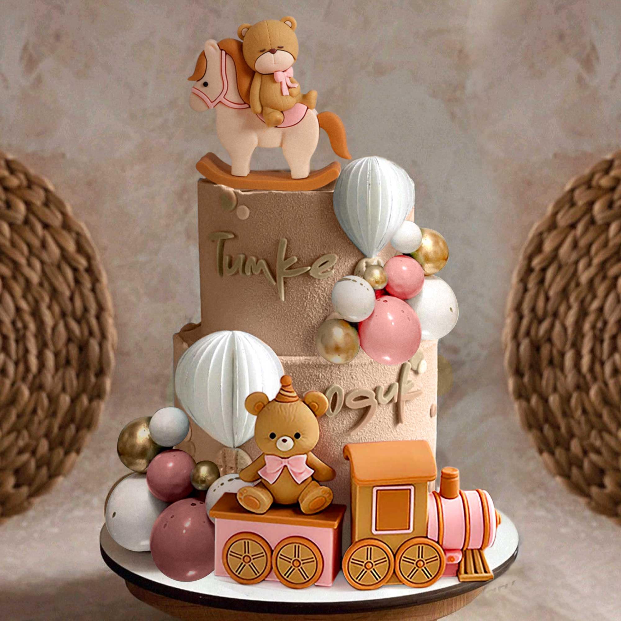 Snapklik.com : Pink Balls Bear Cake Decoration Baby Bear Baby Shower ...