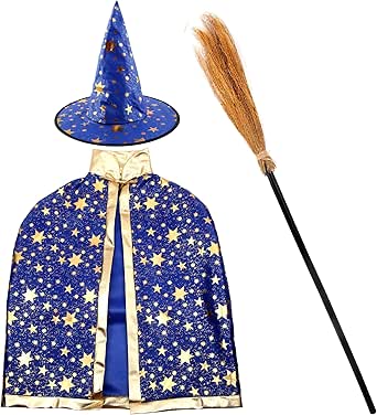 Amazon.com: 3 Pack Kids Wizard Cape Costume Set Includes Wizard Cloak ...