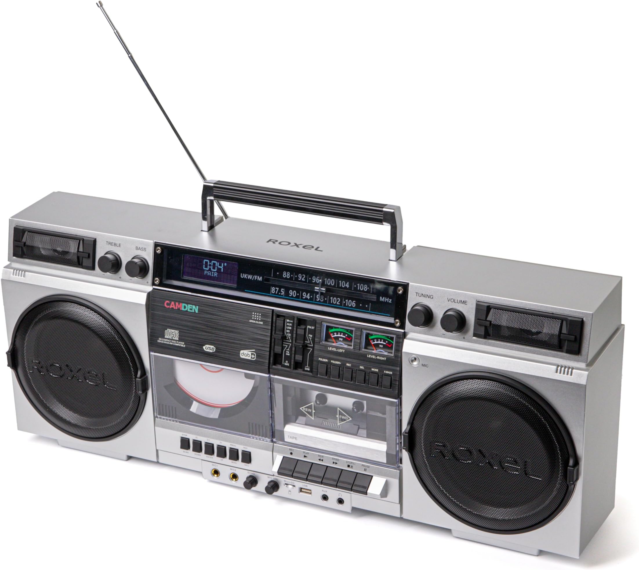 Silva Schneider Retro Boombox Portable Stereo, Radio Cassette Recorder & Tape Player, with MP3 ...