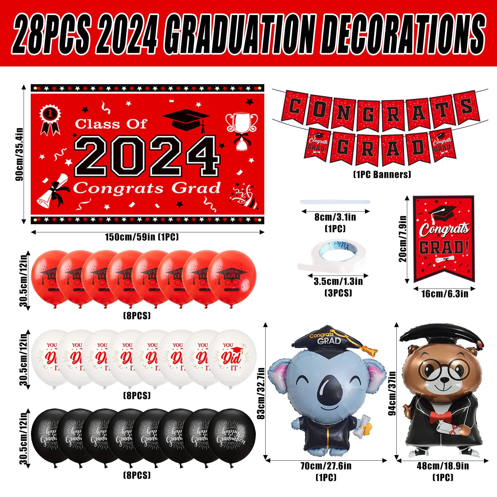 Snapklik.com : 2024 Graduation Party Decorations Red Themed - Class Of ...