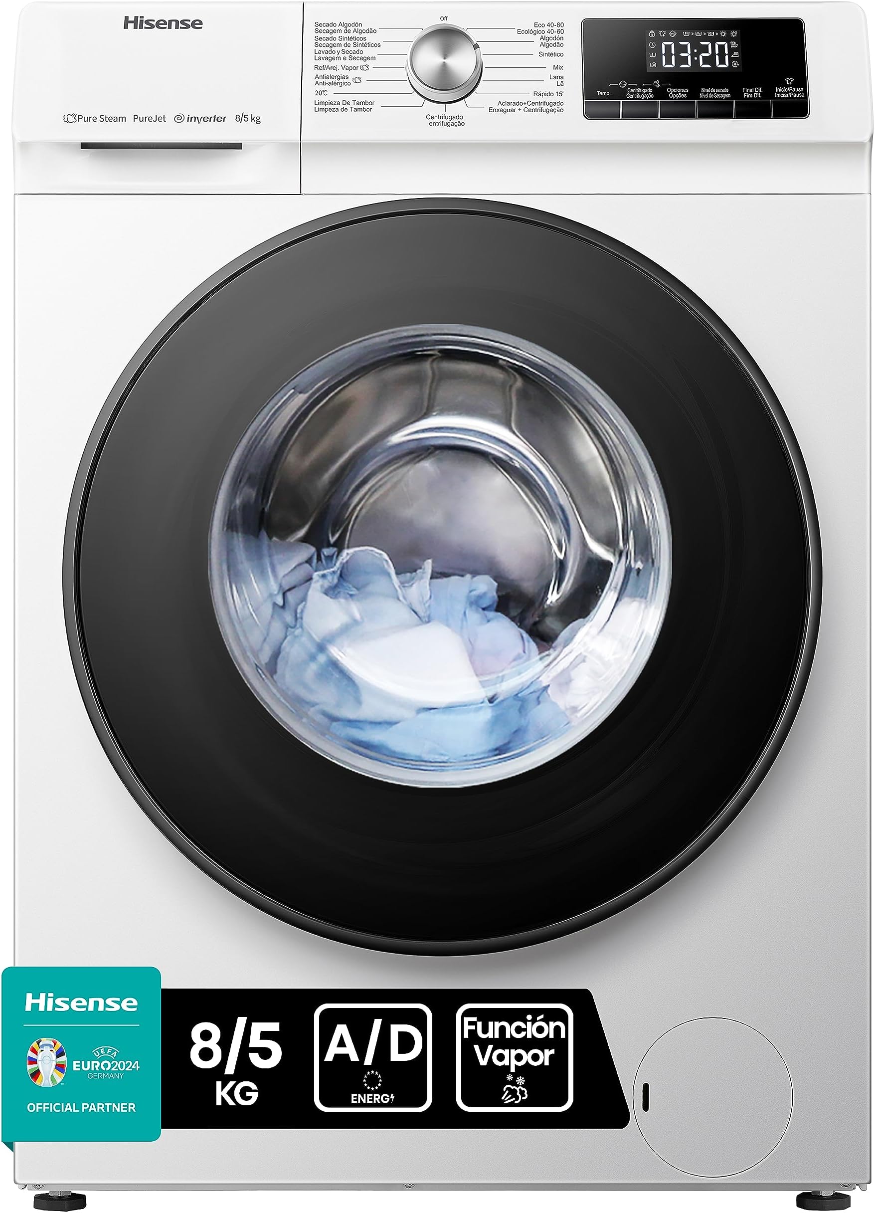 Hisense WDQA8014EVJM- Lavadora Secadora 2 en 1 con Vapor Blanco, Carga ...
