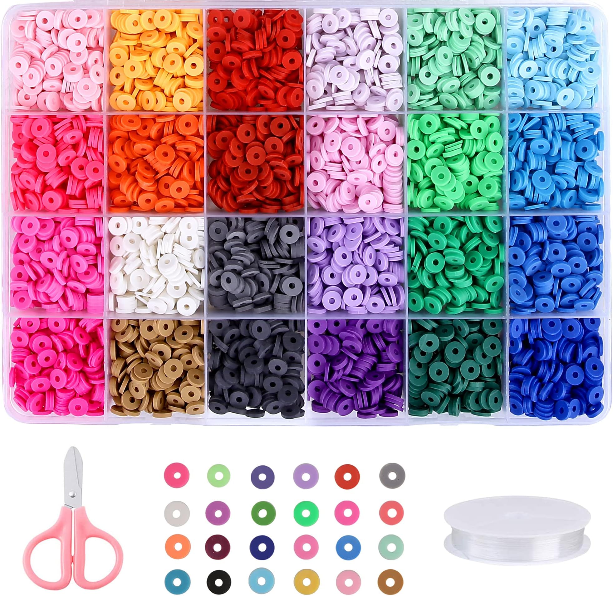 Amazon.com: 6480 PCS Flat Clay Heishi Beads for Jewelry Making, PANO ...