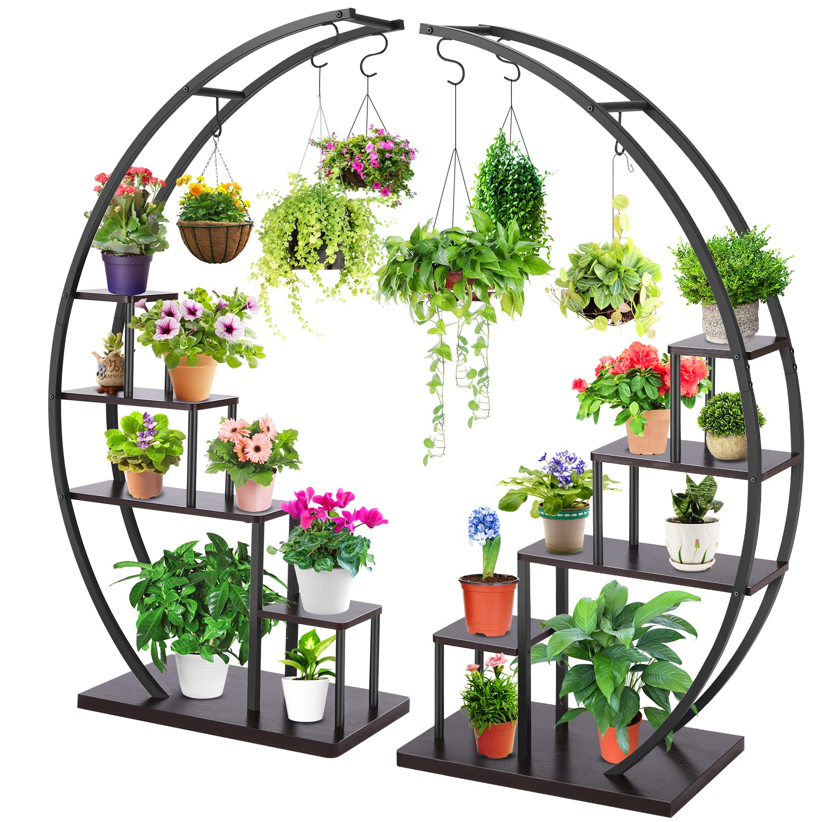 Homdox 5 Tier Metal Plant Stand Half Moon Plant Shelf Shape Ladder ...