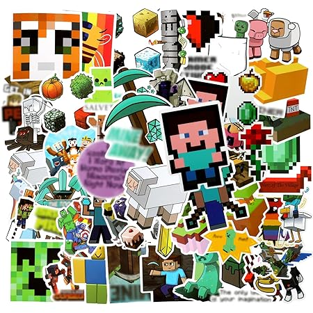 PIKAPIKA 100 Stück Minecraft Sticker Pack Auto Aufkleber Minecraft ...