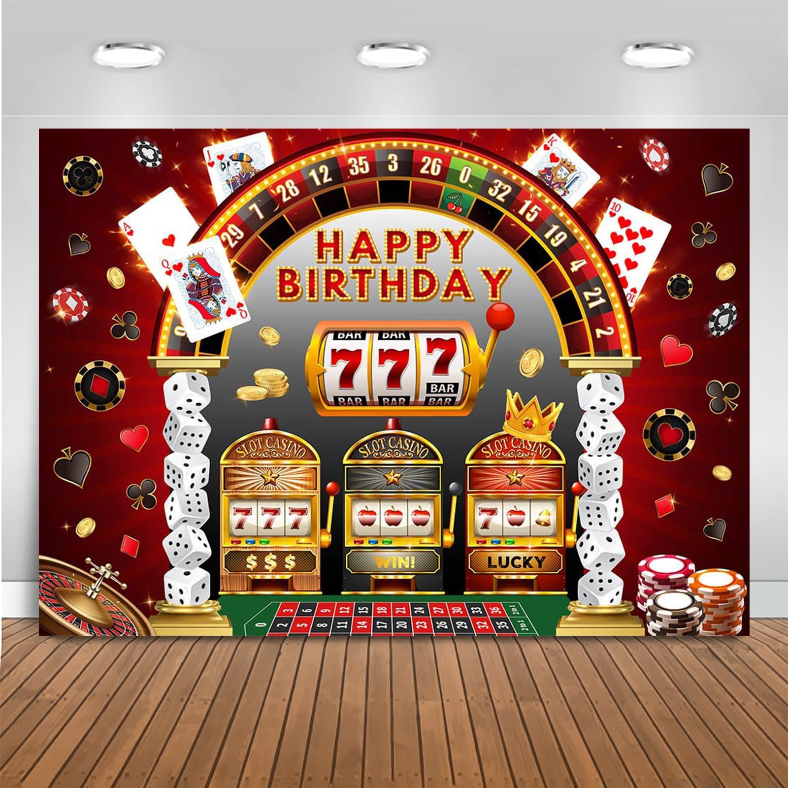 Amazon.com : Casino Night Poker Dice Red Curtains Photography Backdrop ...