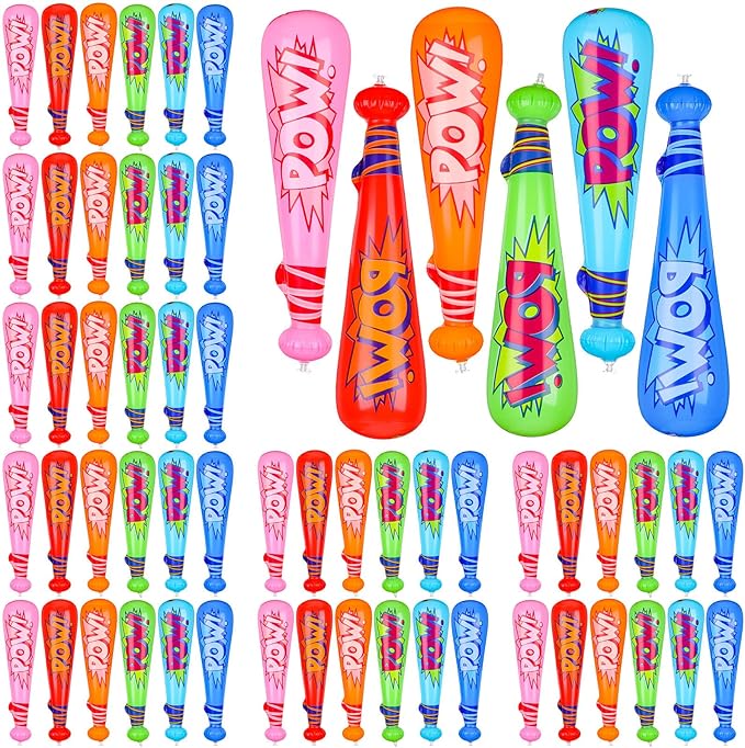 Amazon.com: Glimin 60 Pcs 17 Inch Pow Inflatable Baseball Bat Baseball ...