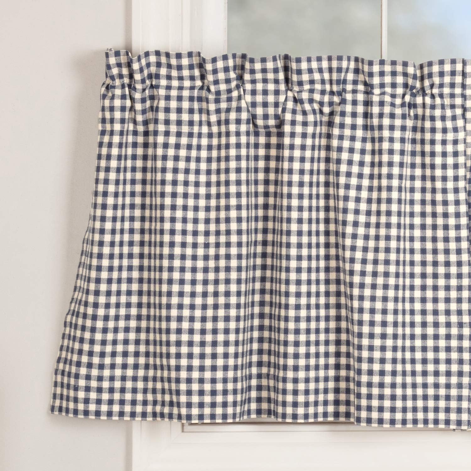 Amazon.com: Piper Classics Doylestown Blue Gingham Check Tier Curtains ...