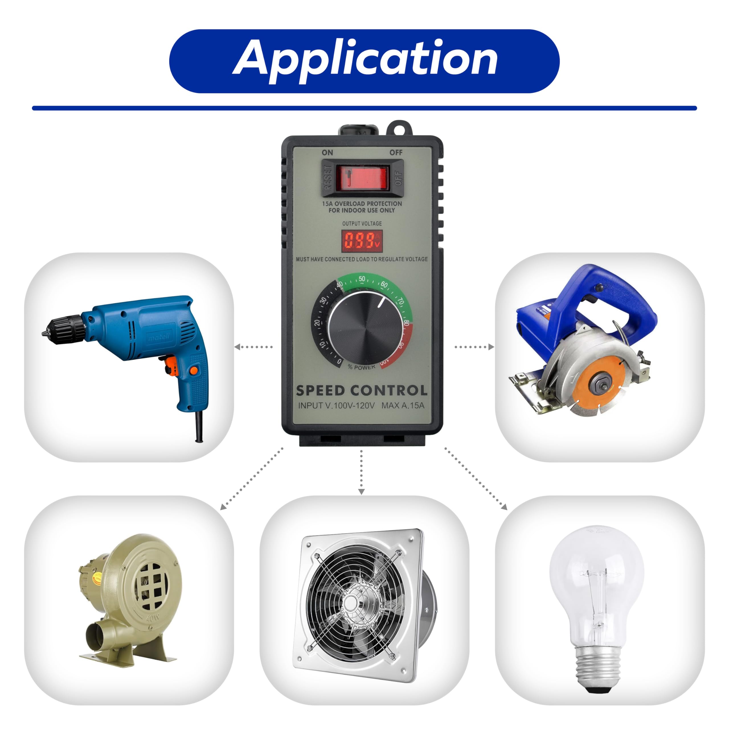 Snapklik.com : Motor Speed Controller AC 120V 15A Variable Adjuster For ...