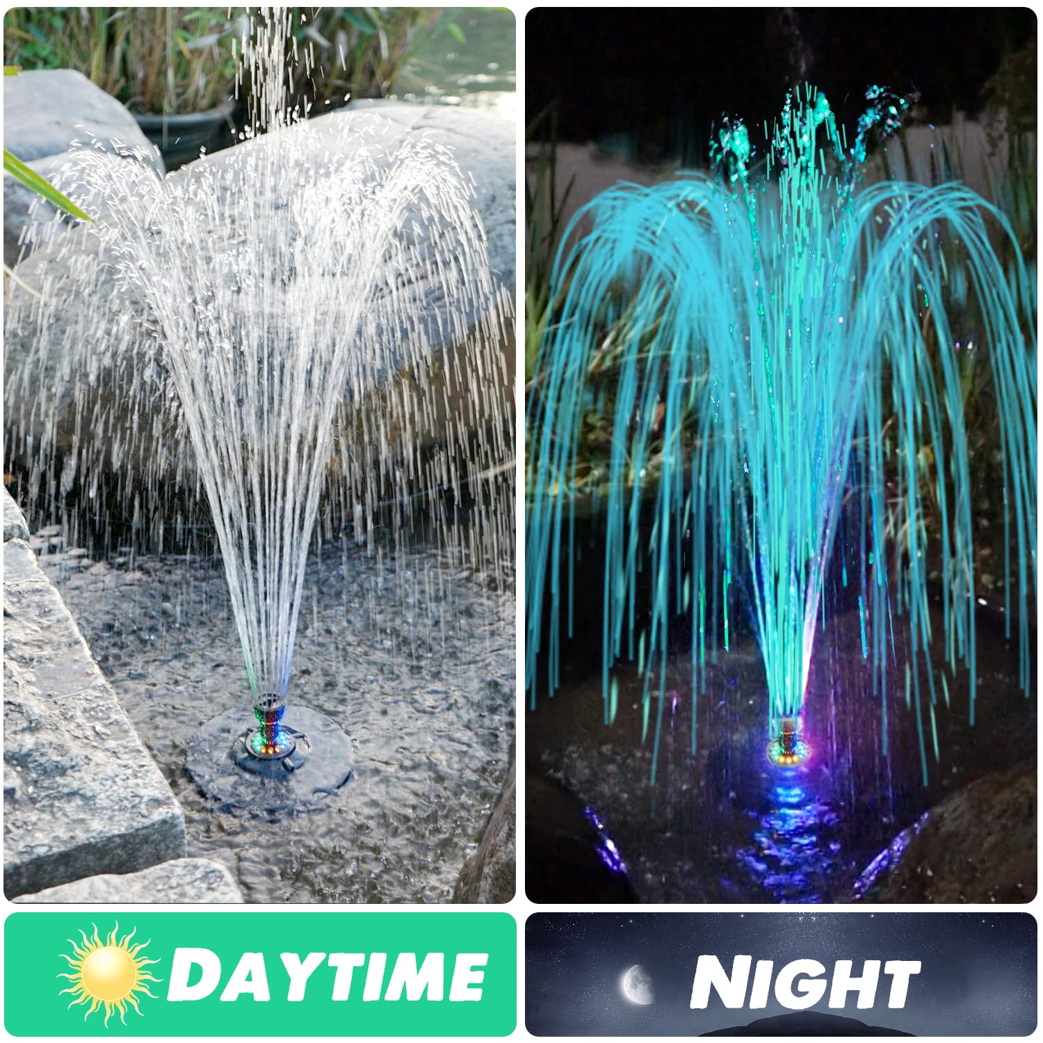 Jutai Pool Fountain with Lights Electric 2 Tier Spray, 2023 6W Plug in ...