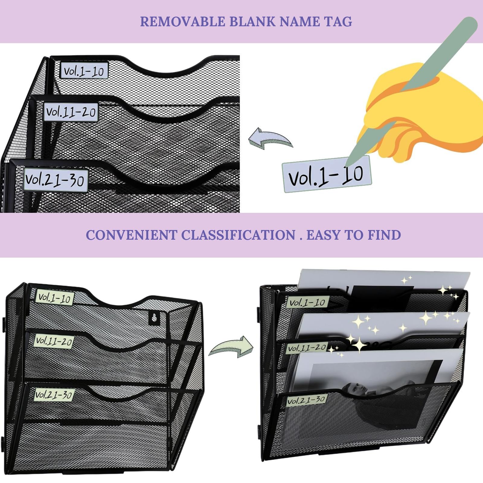 Snapklik.com : EXOFC 2Pack 3 Pockets Wall File Organizer,Mail Organizer ...