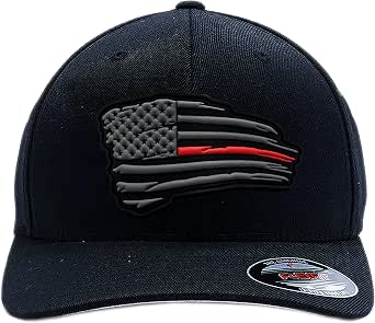 Thin Red Line American Waving Flag 3D PVC Soft Rubber Patch Flex Fitted ...