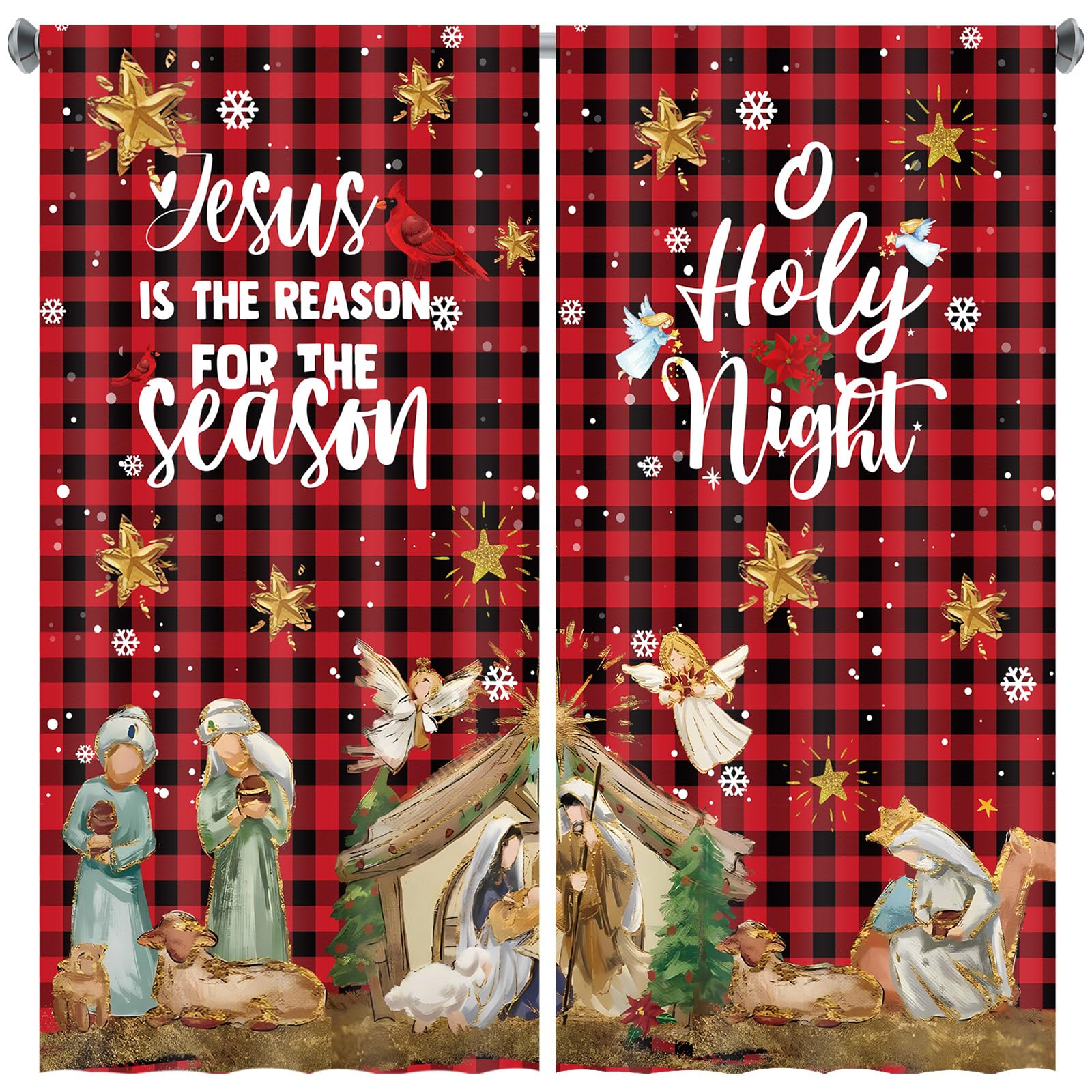 Amazon.com: Peryiter Christmas Curtains 83 x 81 Inch Winter Bedroom ...