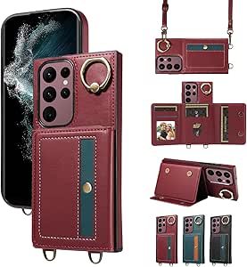 Amazon.com: Furill Phone Case for Samsung Galaxy S22 Ultra 5G Wallet Cover with Crossbody ...