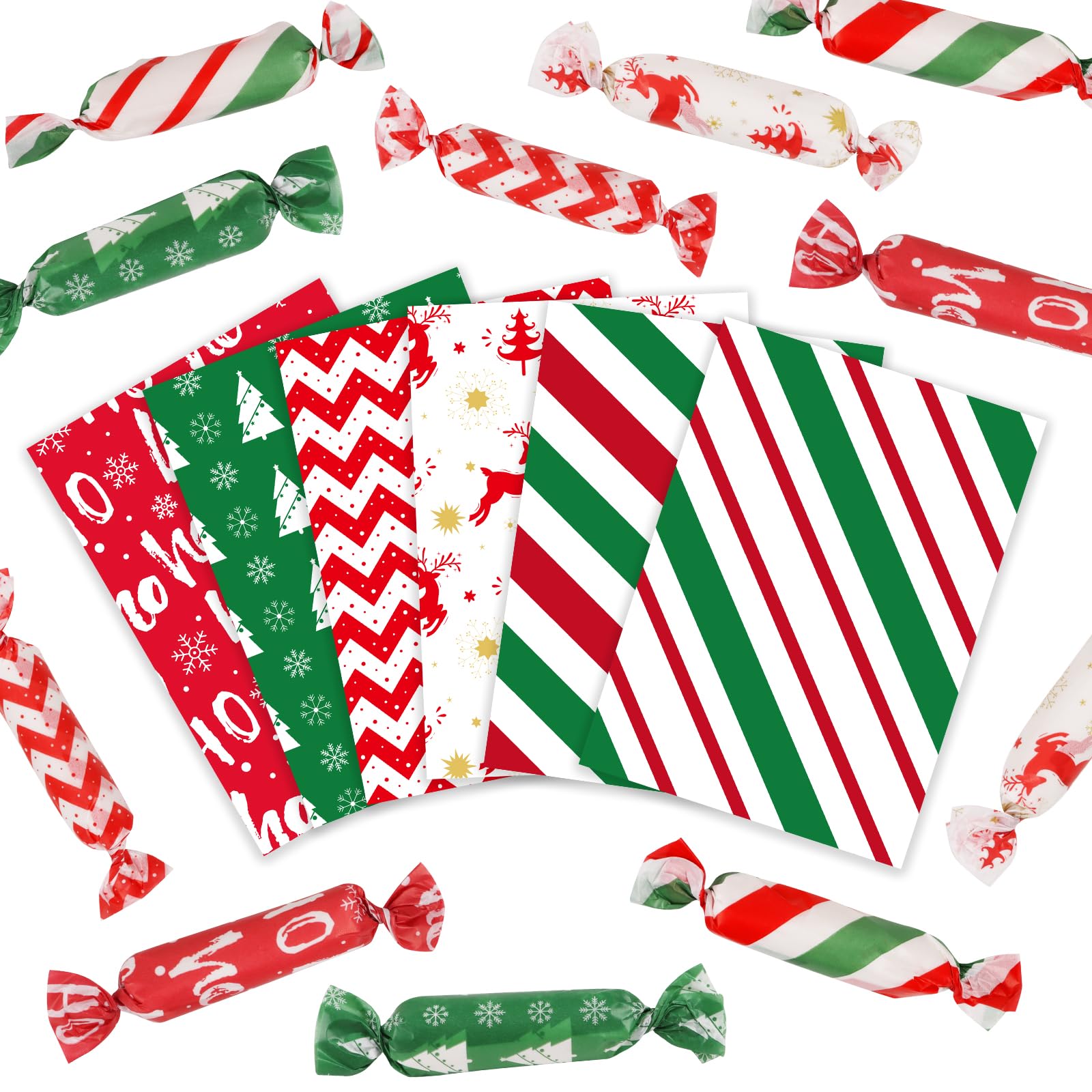 Amazon.com: CCINEE 600Pcs Christmas Candy Wrappers Christmas Caramel ...