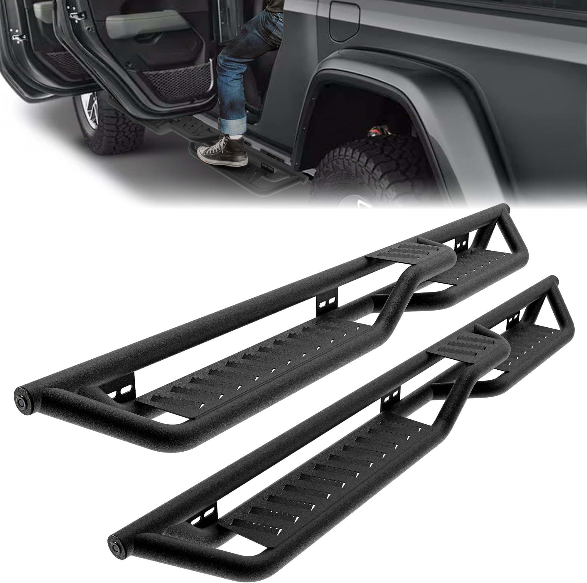 Amazon.com: SOENBOO for JT Running Boards Two Stairs Drop Side Steps ...