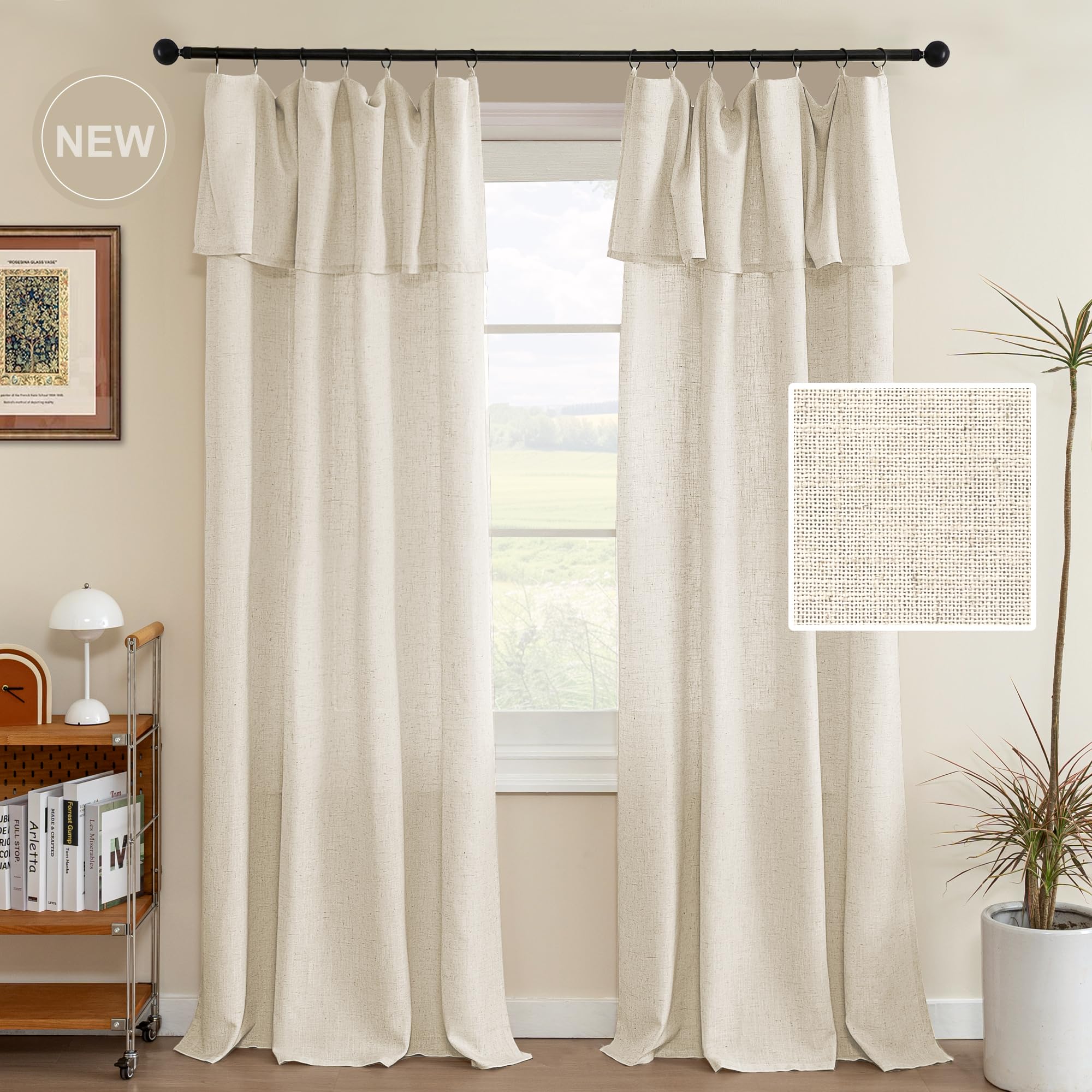 Amazon.com: H.VERSAILTEX Linen Curtains 84 Inch Length for Living Room ...