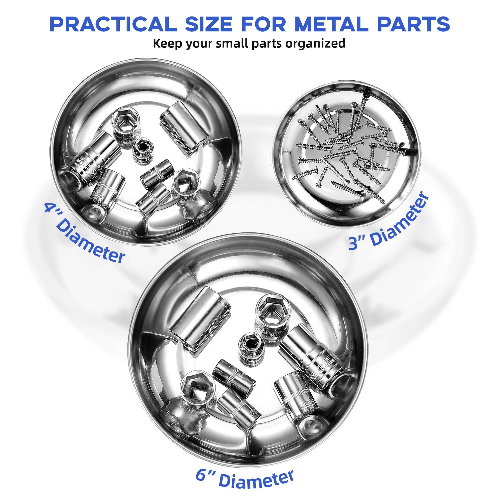 Snapklik.com : 3-piece Round Magnetic Parts Tray Set, 3", 4", 6 ...
