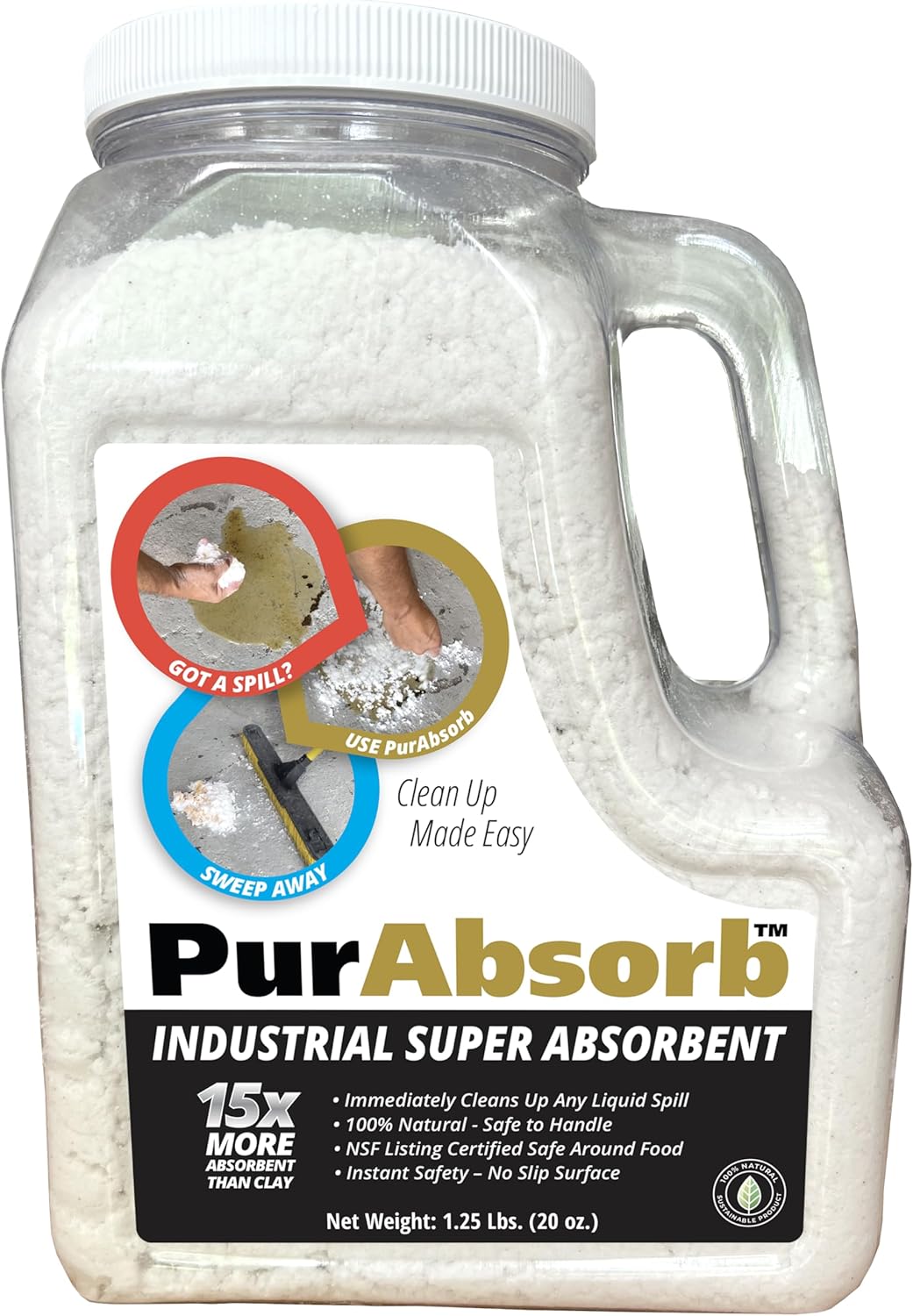 Amazon.com: PurAbsorb - Industrial Super Absorbent 1.25lb Shaker Jar of ...