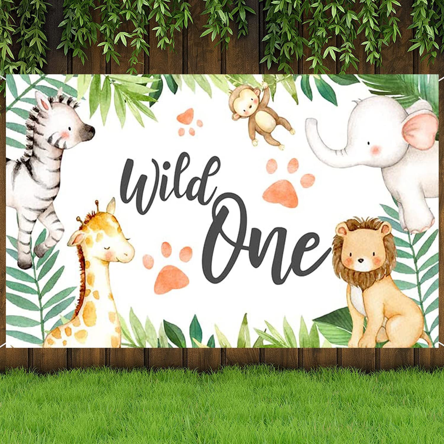 Wild One Backdrop Jungle Safari Animals Birthday Photography Background