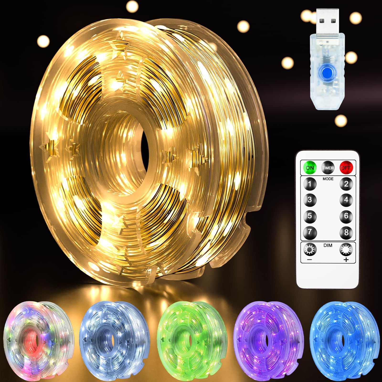 Amazon.com: AFALAH Fairy Lights with Remote & Timer, 66FT 200-LED ...
