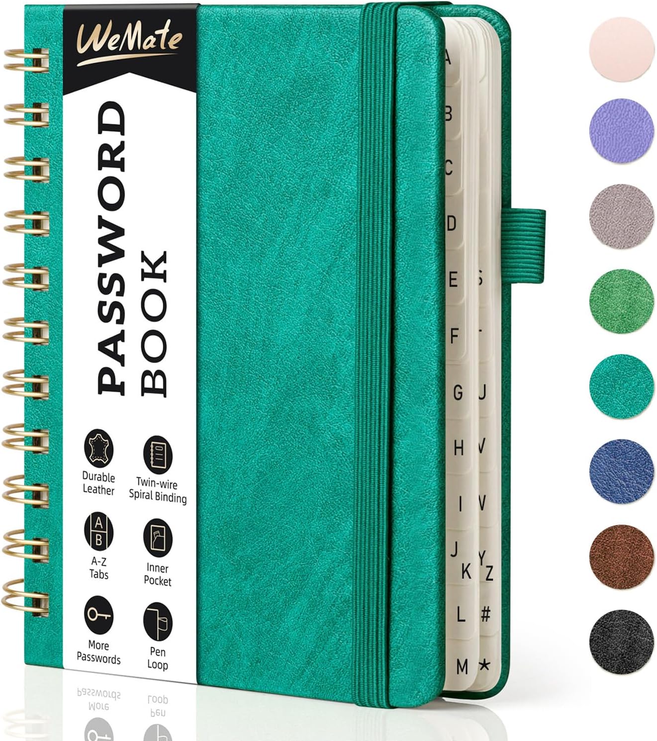 Amazon.com : WEMATE Password Book with Alphabetical Tabs, Spiral ...