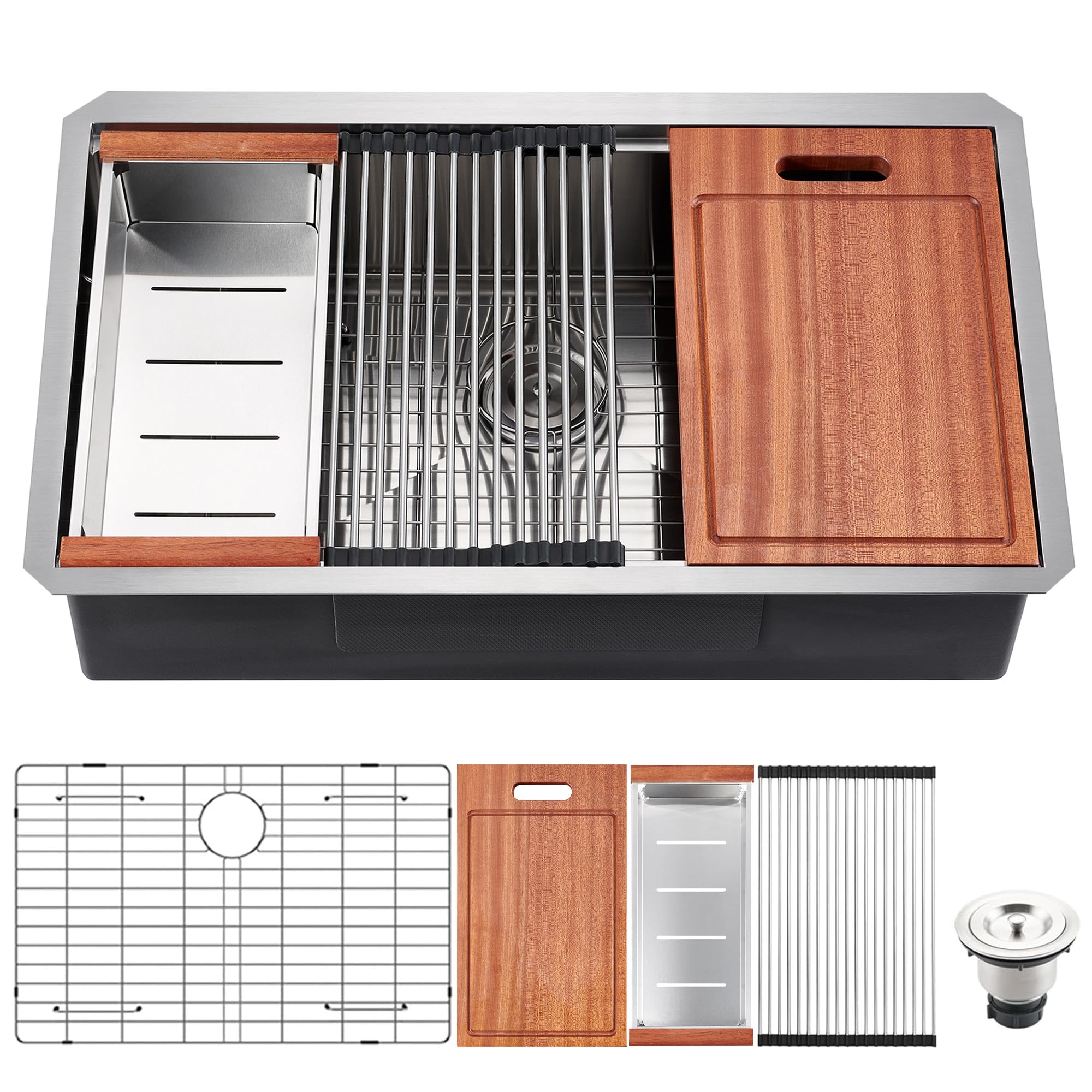 Snapklik.com : CELAENO Single Bowl Stainless Steel Undermount Sink - 33 ...