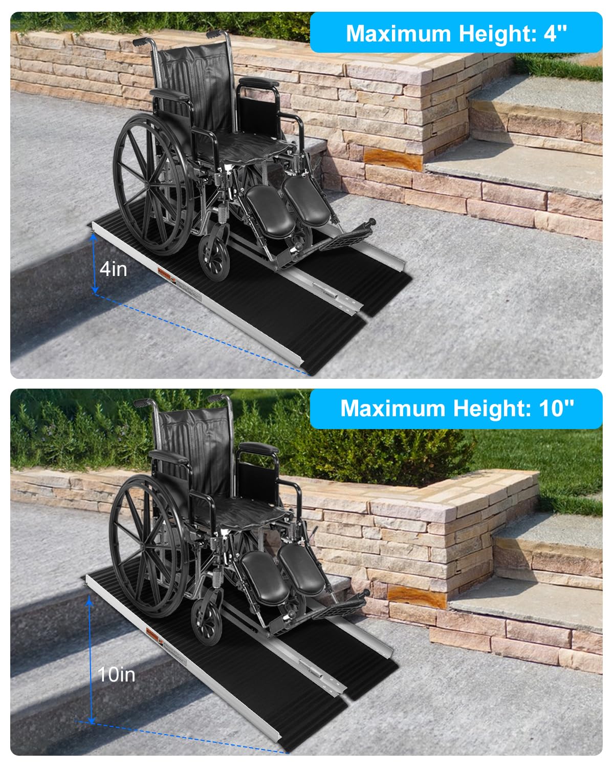 Portable Wheelchair Ramp 4FT, BoardRoad Non-Slip Aluminum Folding ...