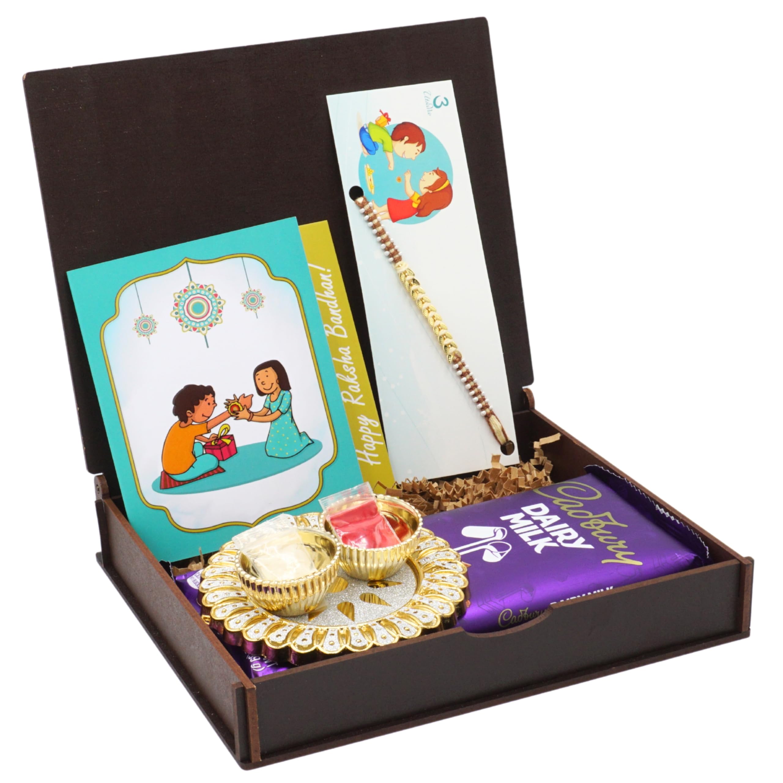 Amazon.com: UtsaWe Rakhi Gift Box with Luxurious Rakhi, Roli, Chawal ...