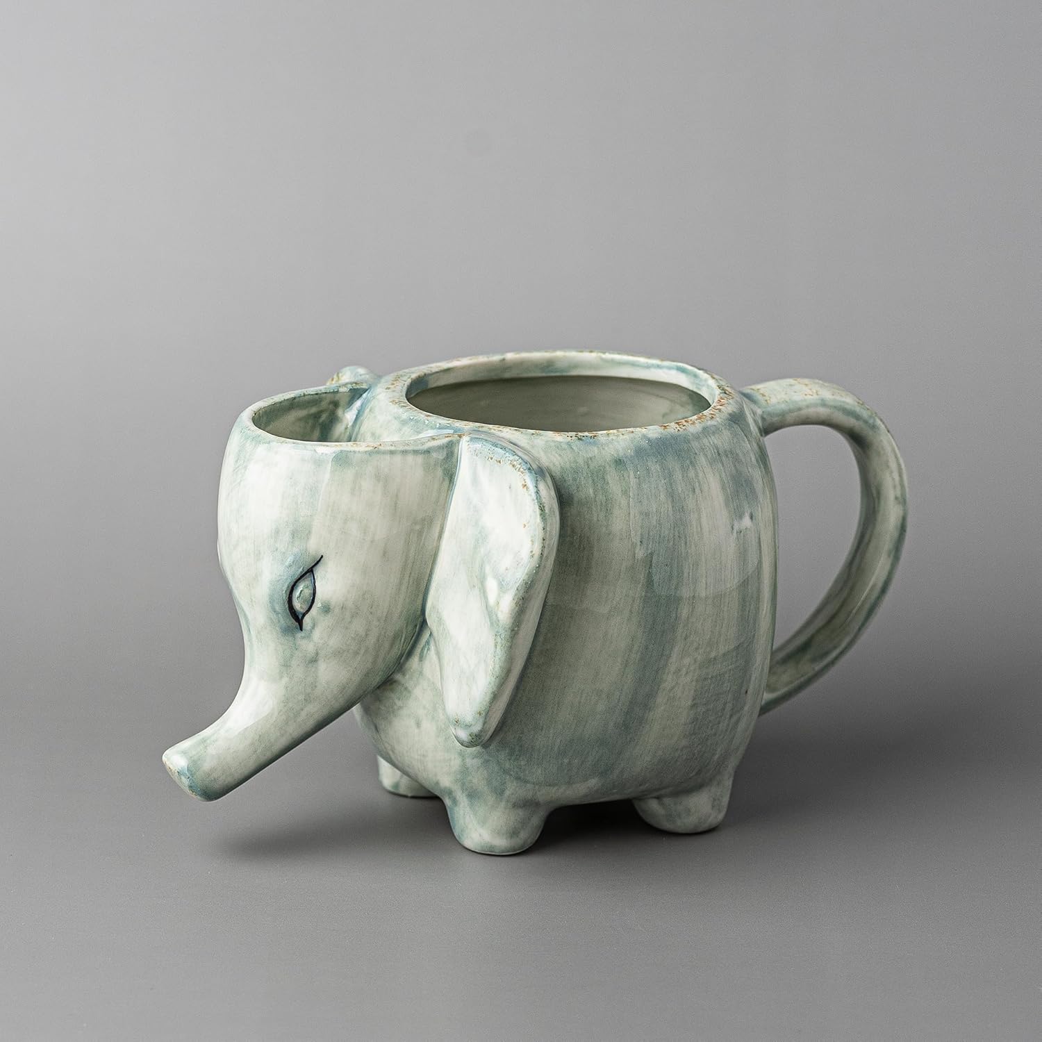 Amazon.com | Ceramic Elephant Mug with a Side Tea Bag Holder, 13.5 Oz ...