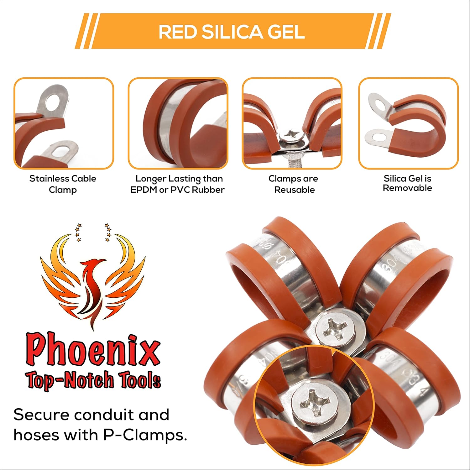 Buy Phoenix Top-Notch Tools 12 Pack Stainless Steel Red Silica Gel ...