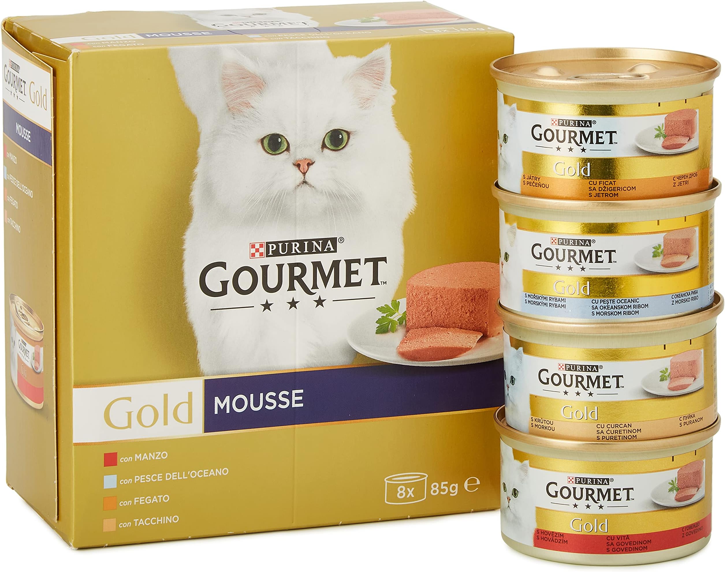 Purina Gourmet Gold Mousse for Cats with Fish, Liver, Turkey and Beef ...