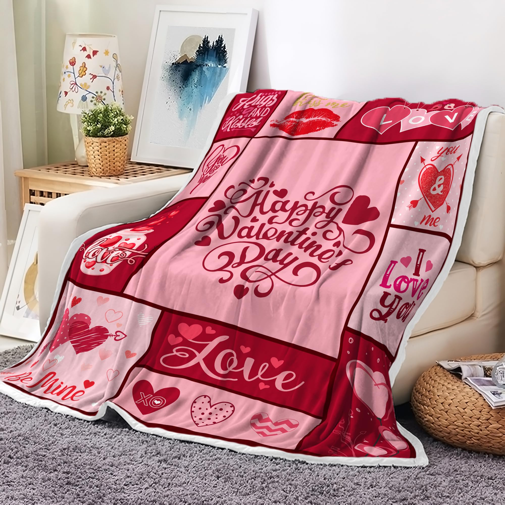 Amazon.com: DYNH Valentines Day Decorative Throw Blanket, Pink Plaid ...