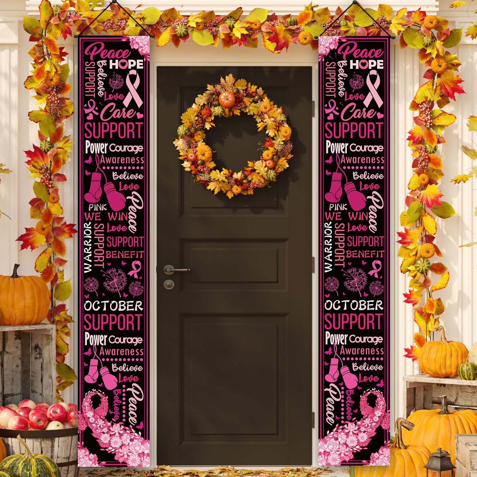 Breast Cancer Awareness Decorations Breast Cancer Porch Banner Outdoor ...