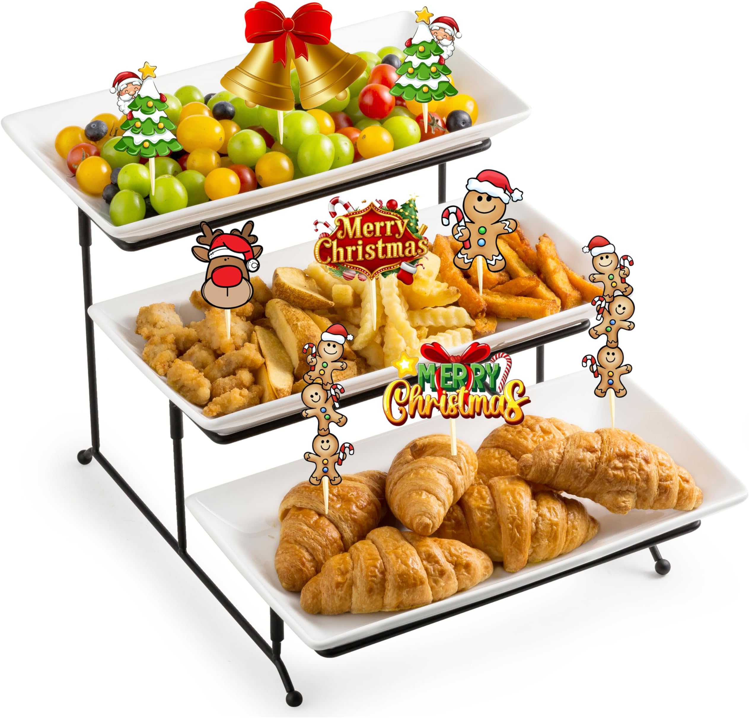 Amazon.com: Mfacoy 3 Tier Serving Tray Set, 12" Tiered Serving Trays ...