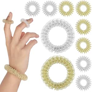 Prasacco 10 Pcs Spiky Sensory Finger Rings Acupressure Rings Sensory Finger Rings Set Wrist ...