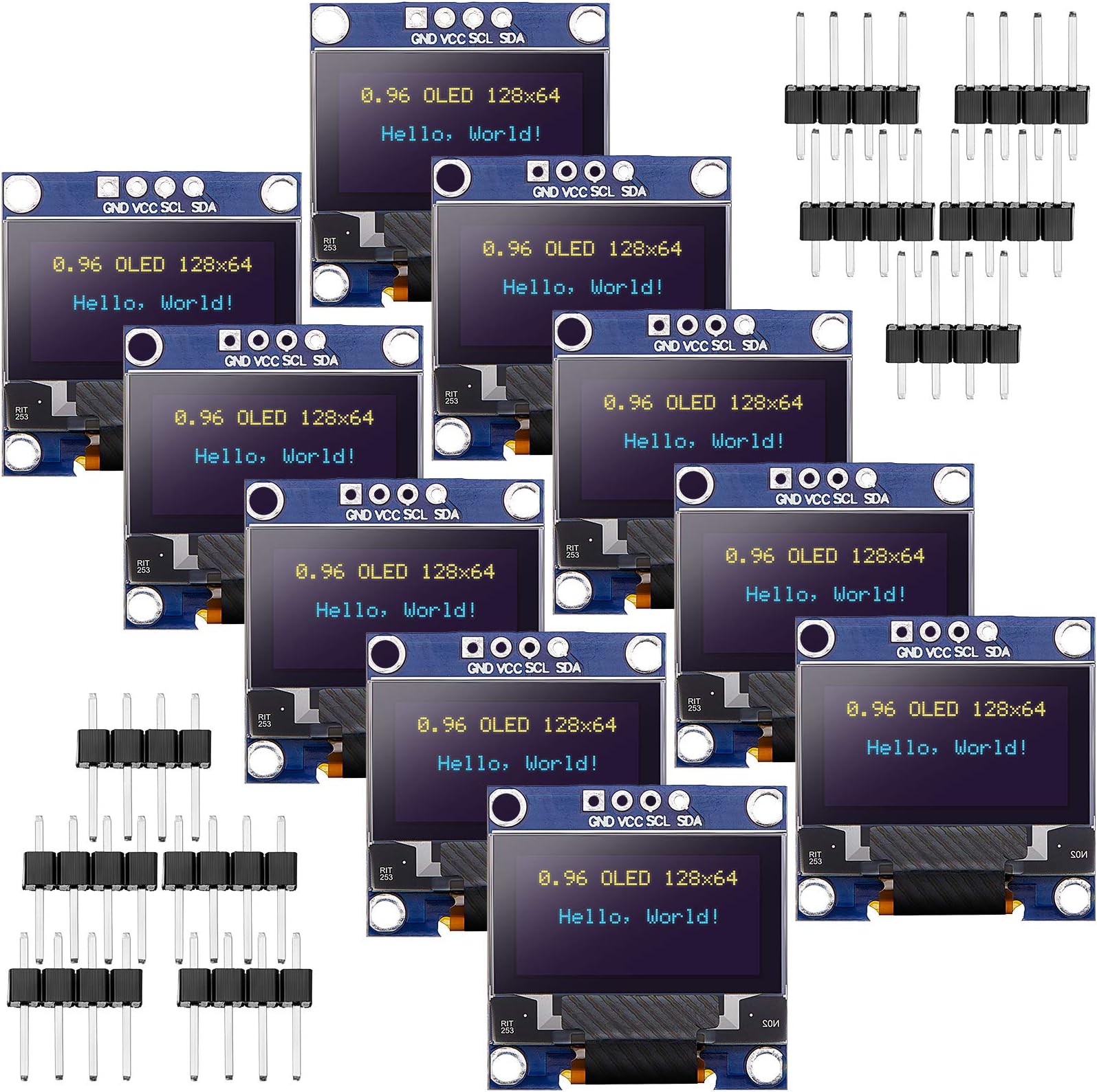 Amazon.com: Hosyond 5 Pcs 1.3 Inch IIC I2C OLED Display Module 128x64 ...