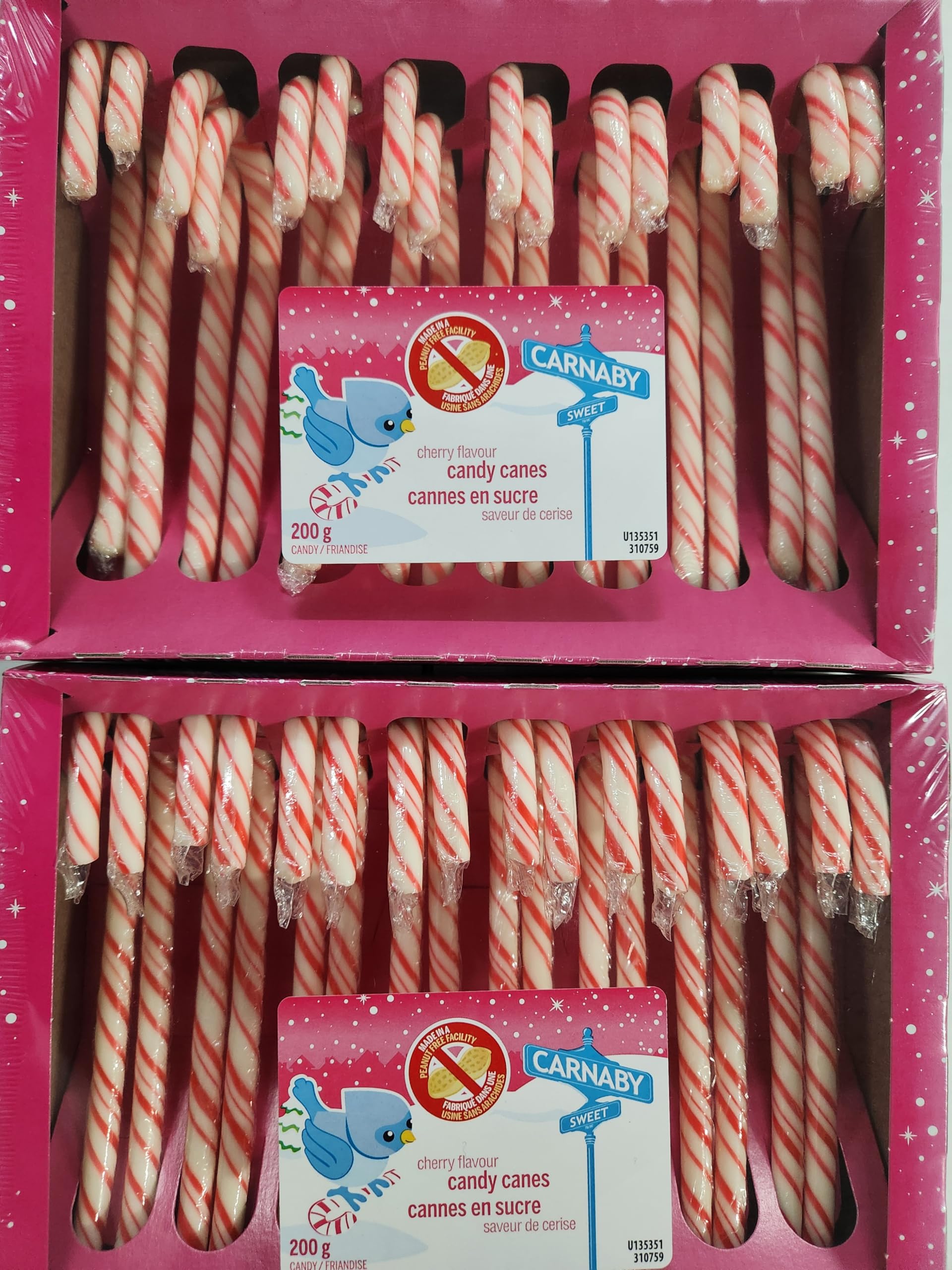 Cherry Flavor Carnaby Candy Canes, 2-Pack, 400g Total, 32 Pieces ...
