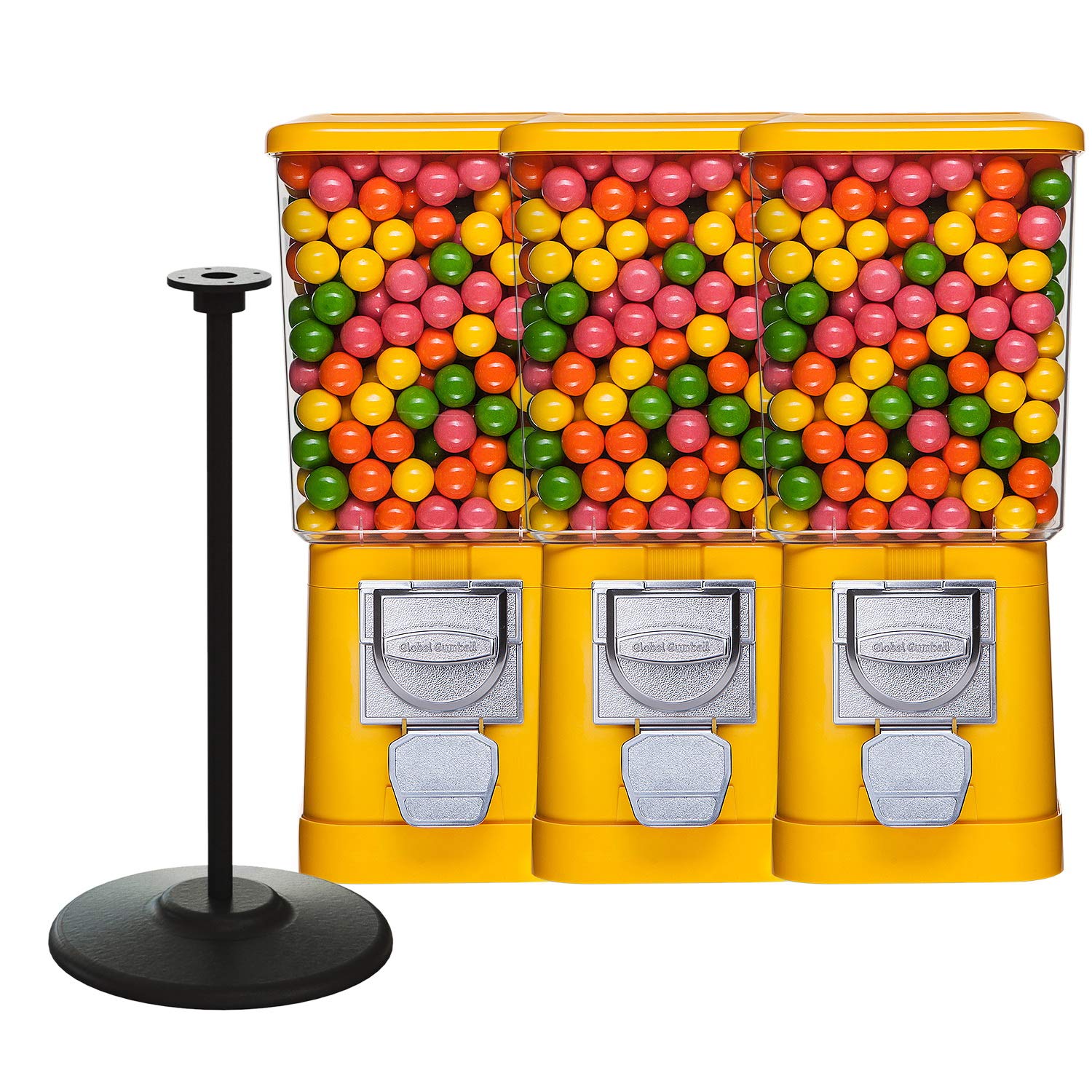 Gumball Machine With Stand 3 Yellow Vending Machines And Stand ...