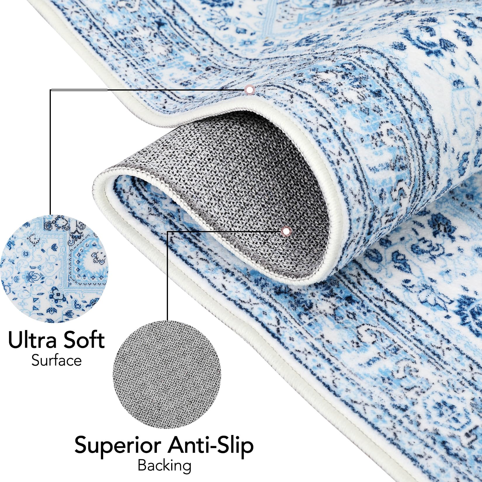 GAOMON Bohemian Washable Area Rug 5x7 Vintage Oriental Rug Living Room ...