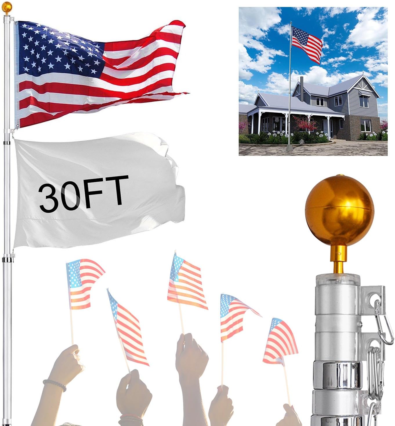Amazon.com : 16ft Fiberglass Telescoping Flag Pole : Patio, Lawn & Garden