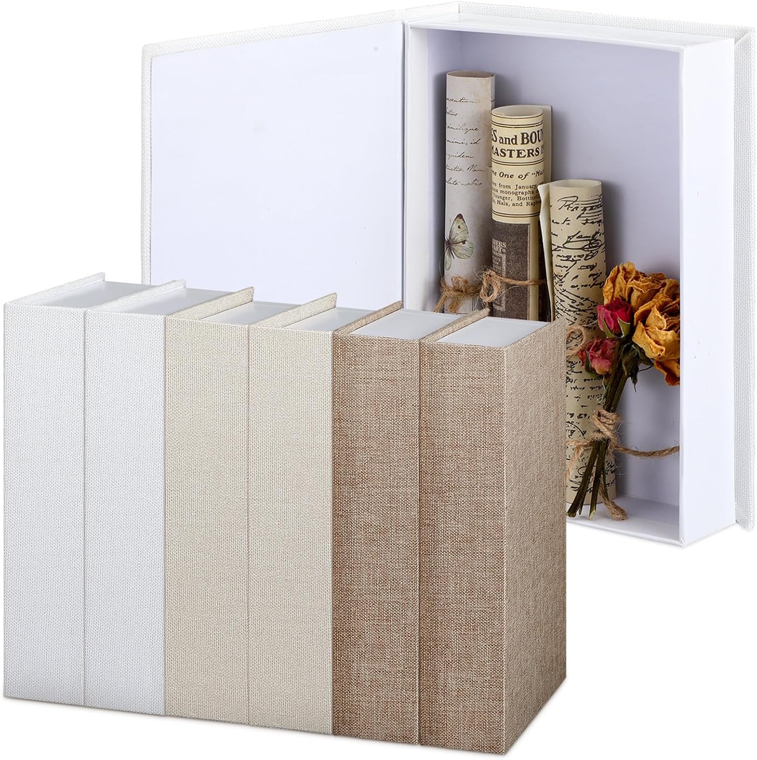 Amazon.com: Geyoga 6 Pcs Faux Book Box Decorative Books Modern Linen ...