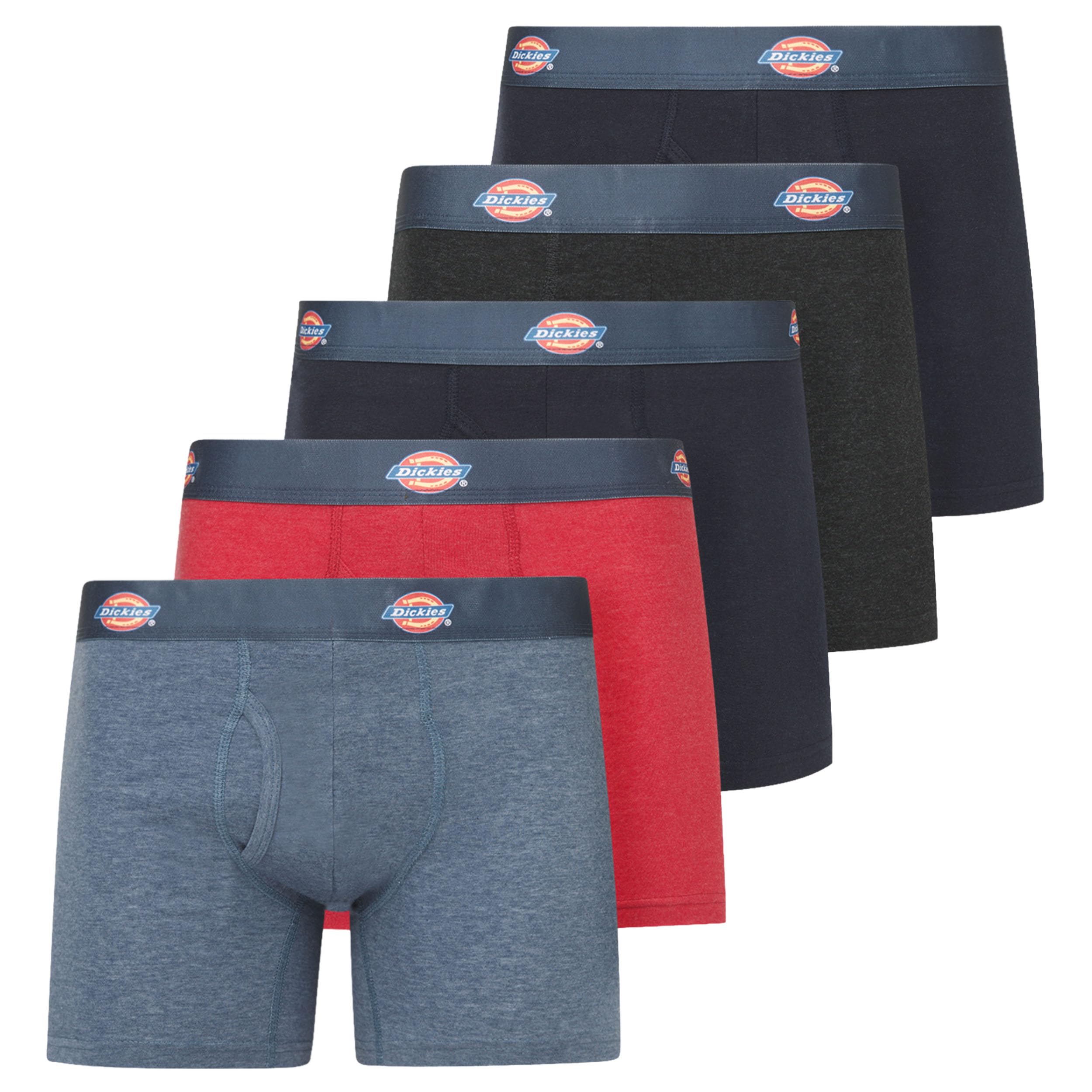 Dickies Mens Boxer Briefs Cotton Underwear for Men 5 Pack Large Heather ...