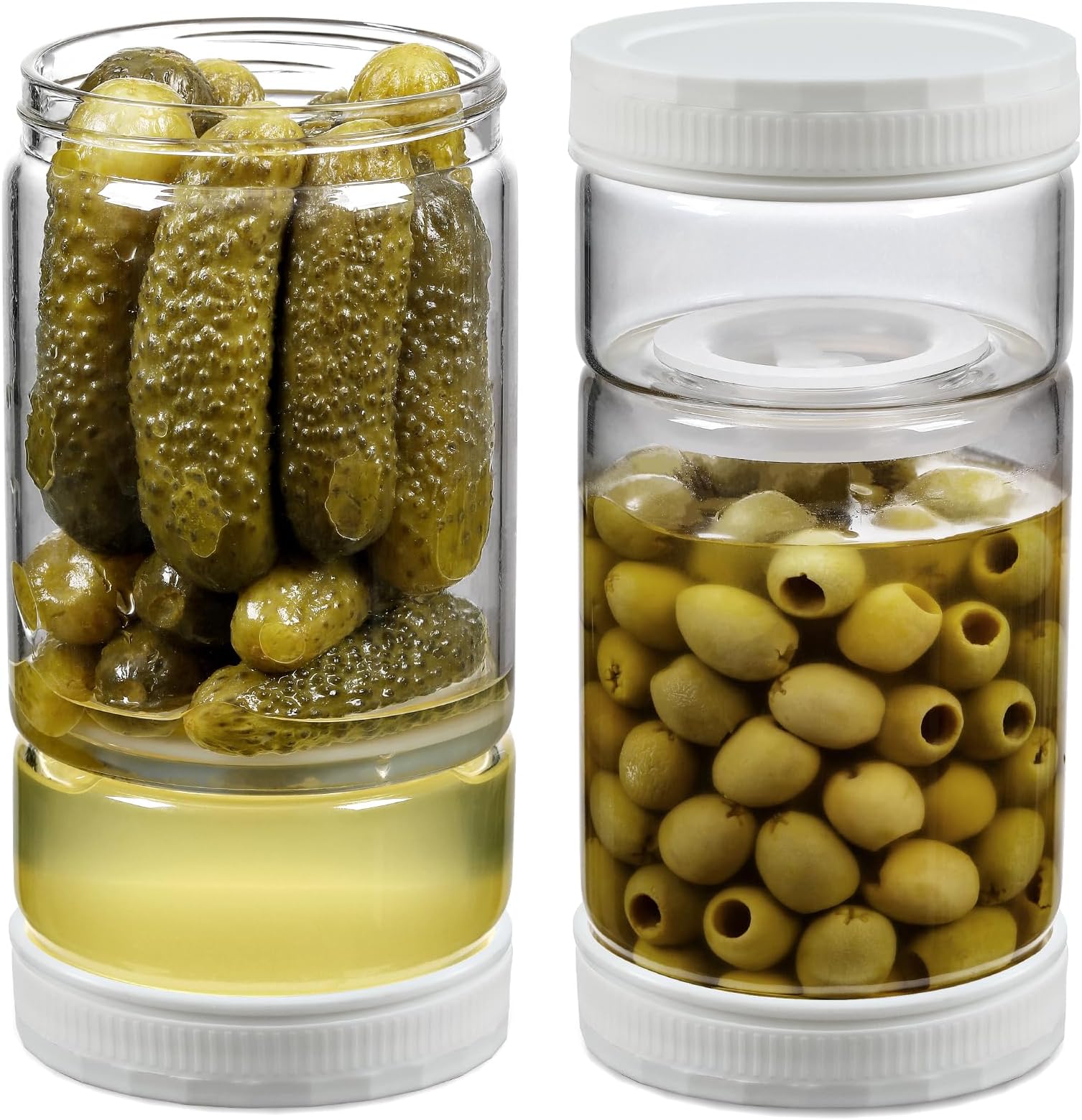Amazon.com: LANDNEOO 2 Pack 35oz Glass Pickle Jar with Strainer Flip ...