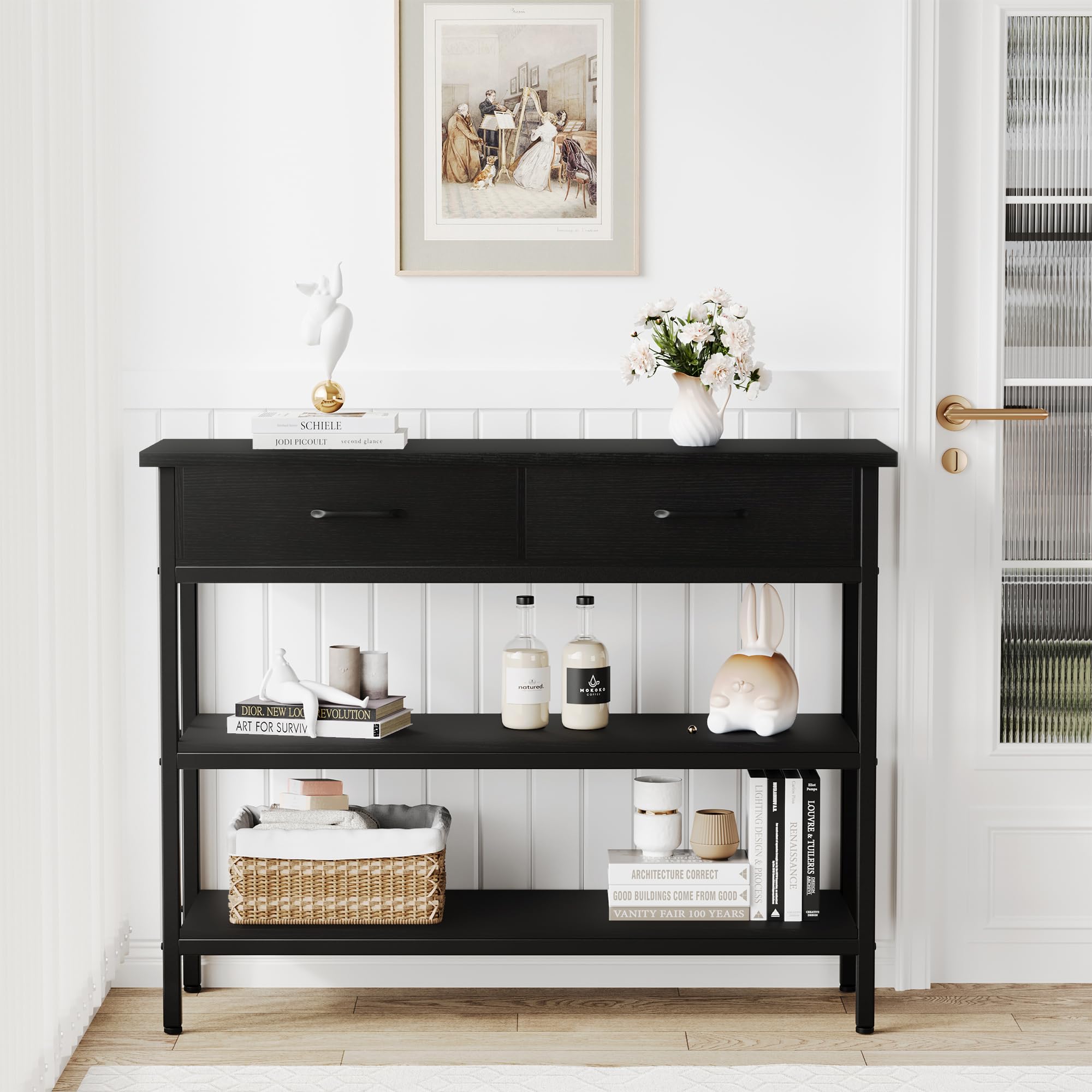 GAOMON Console Table with 2 Drawers, 3 Tier Entryway Table with Storage ...