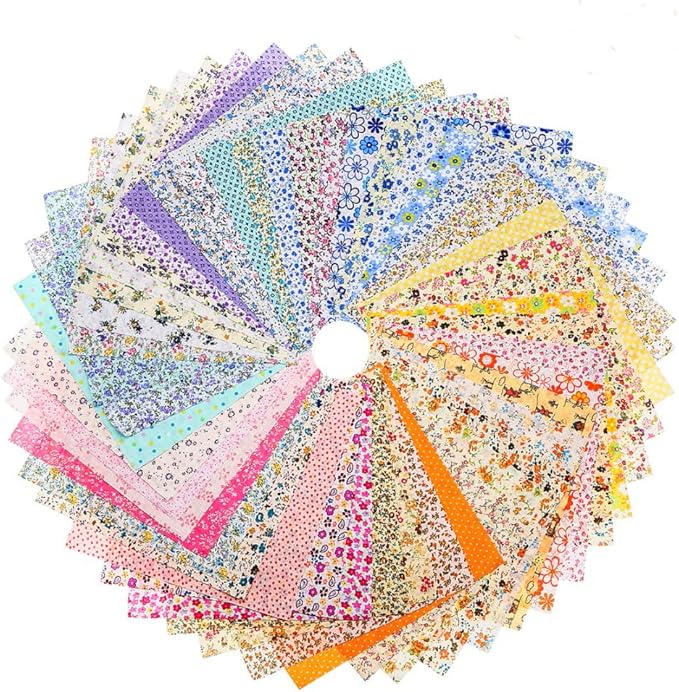 Amazon.com: Quonae 50-Piece Floral Cotton Bundle, 10" x 10" Quilted ...